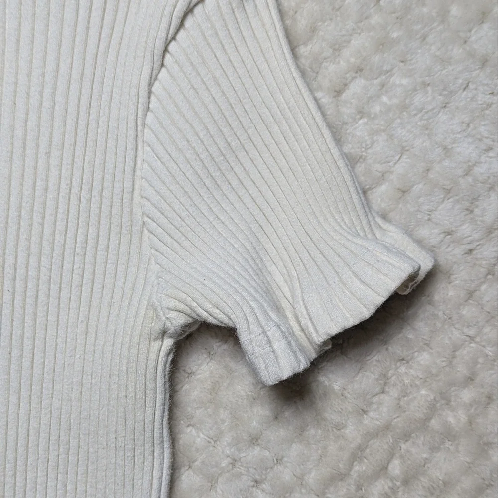Express | Tops | Vintage Express Tricot Cream Ribbed Mock Neck Top Xs ...
